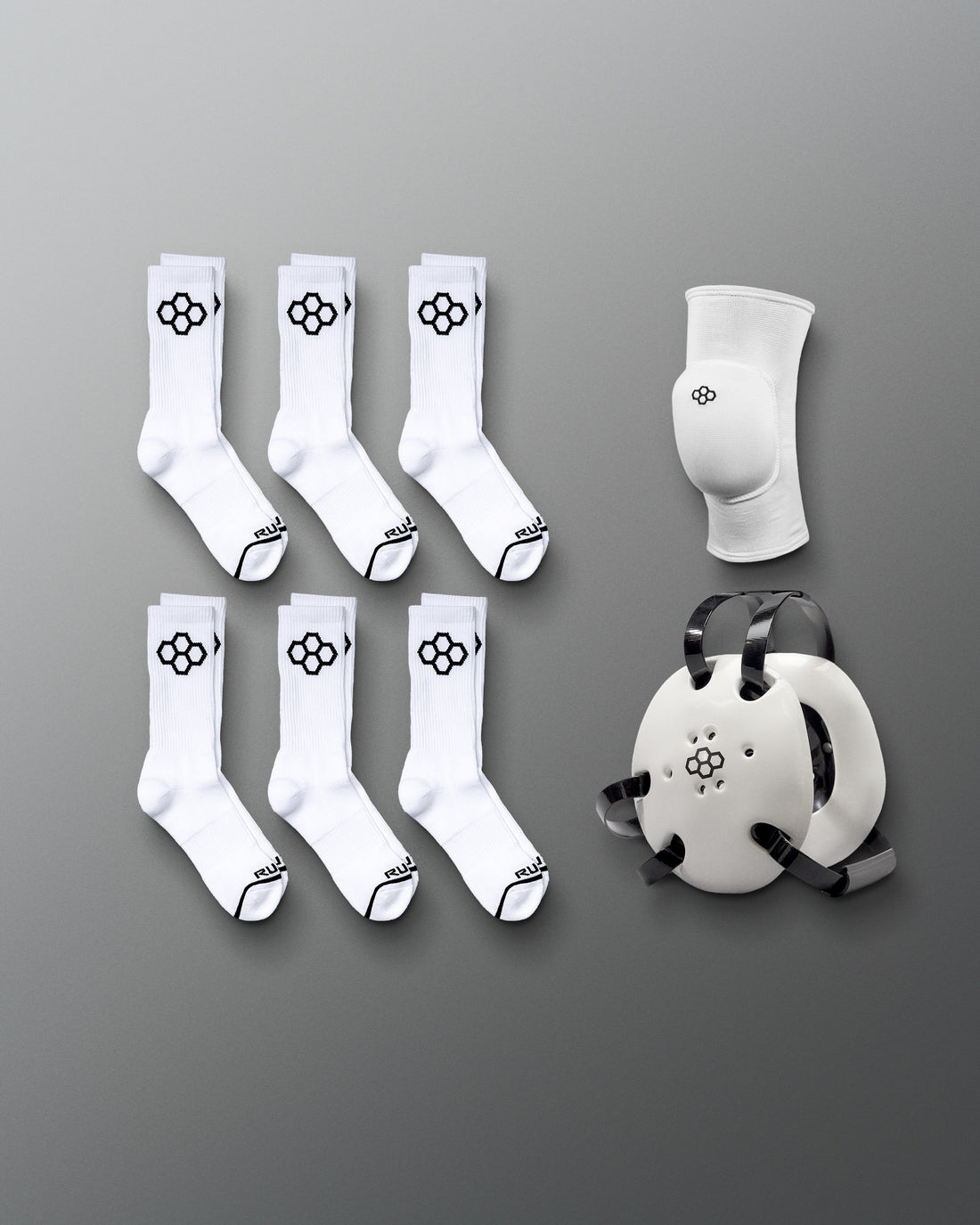 Competition Wrestling Gear Bundle – RUDIS White Headgear, Socks & Knee ...